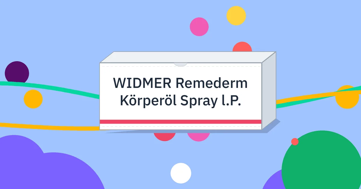 Symbolbild: Packung mit der Aufschrift WIDMER Remederm Körperöl Spray l.P. (PZN 01527531) – Verfügbarkeit und Bezug in Apotheken in Frankfurt am Main