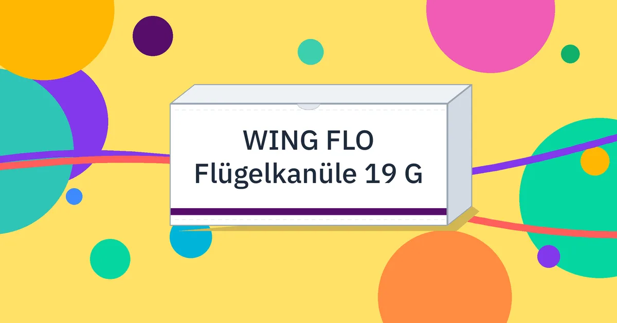 Symbolbild: Packung mit der Aufschrift WING FLO Flügelkanüle 19 G (PZN 03024969) – Verfügbarkeit und Bezug in Apotheken in Frankfurt am Main