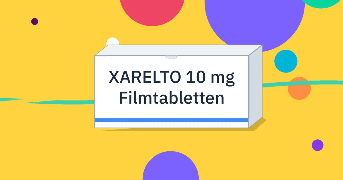 Symbolbild: Packung mit der Aufschrift XARELTO 10 mg Filmtabletten (PZN 12636016) – Verfügbarkeit und Bezug in Apotheken in Frankfurt am Main