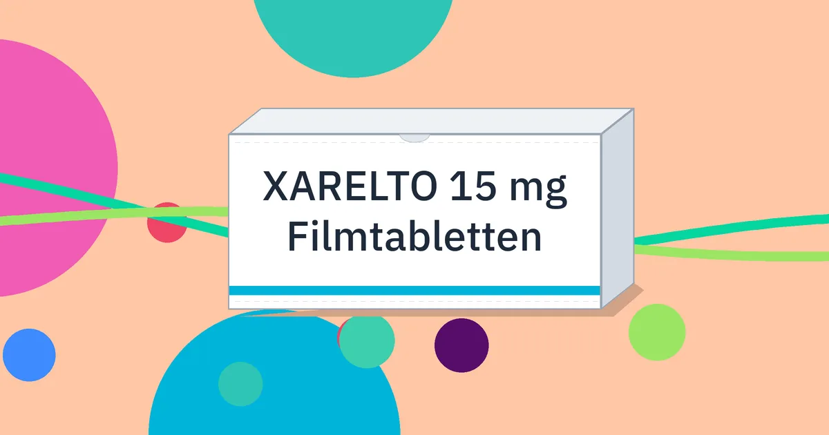 Symbolbild: Packung mit der Aufschrift XARELTO 15 mg Filmtabletten (PZN 10393650) – Verfügbarkeit und Bezug in Apotheken in Frankfurt am Main