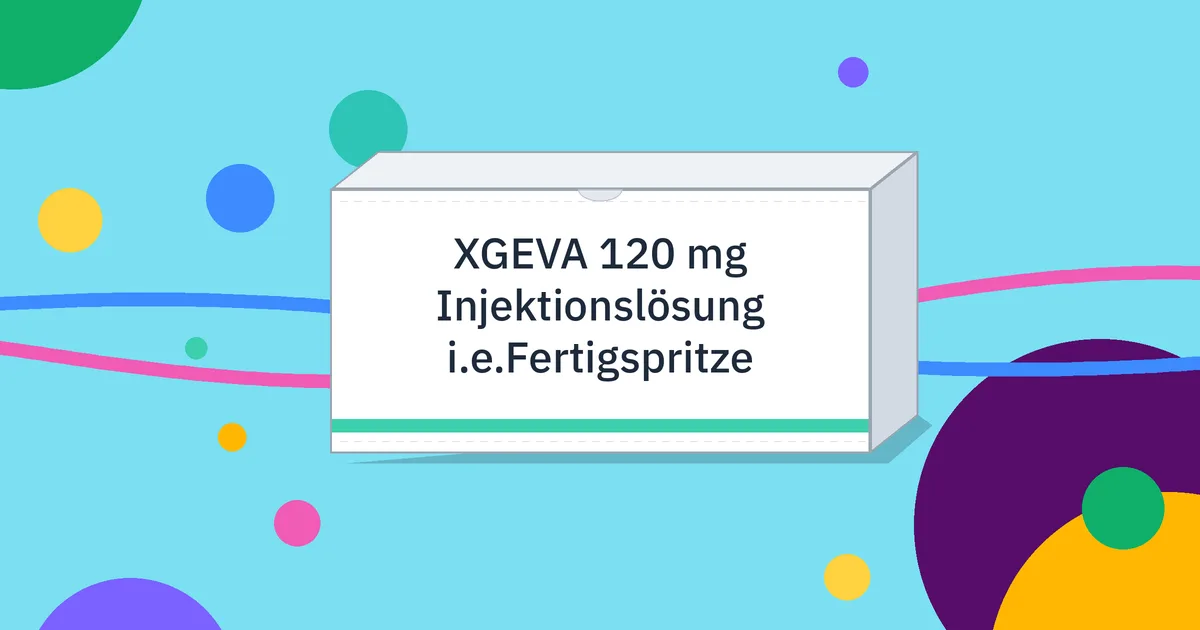 Symbolbild: Packung mit der Aufschrift XGEVA 120 mg Injektionslösung i.e.Fertigspritze (PZN 19492052) – Verfügbarkeit und Bezug in Apotheken in Frankfurt am Main