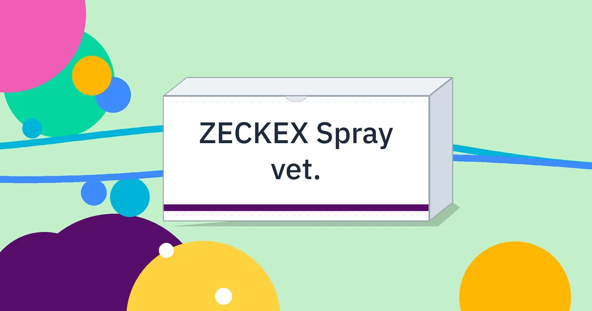 Symbolbild: Packung mit der Aufschrift ZECKEX Spray vet. (PZN 14304560) – Verfügbarkeit und Bezug in Apotheken in Frankfurt am Main