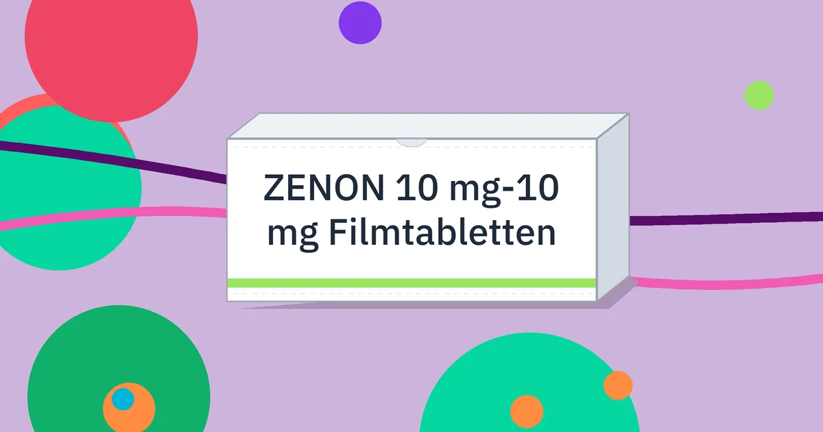 Symbolbild: Packung mit der Aufschrift ZENON 10 mg-10 mg Filmtabletten (PZN 15638725) – Verfügbarkeit und Bezug in Apotheken in Frankfurt am Main