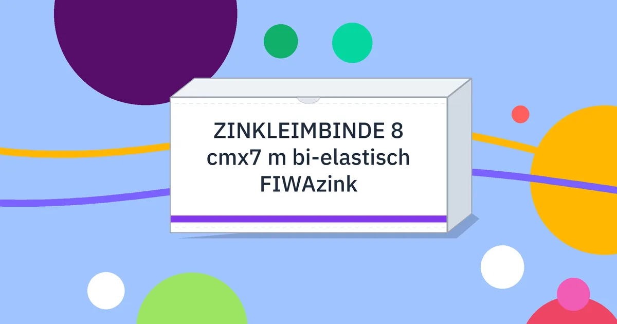Symbolbild: Packung mit der Aufschrift ZINKLEIMBINDE 8 cmx7 m bi-elastisch FIWAzink (PZN 12528195) – Verfügbarkeit und Bezug in Apotheken in Frankfurt am Main