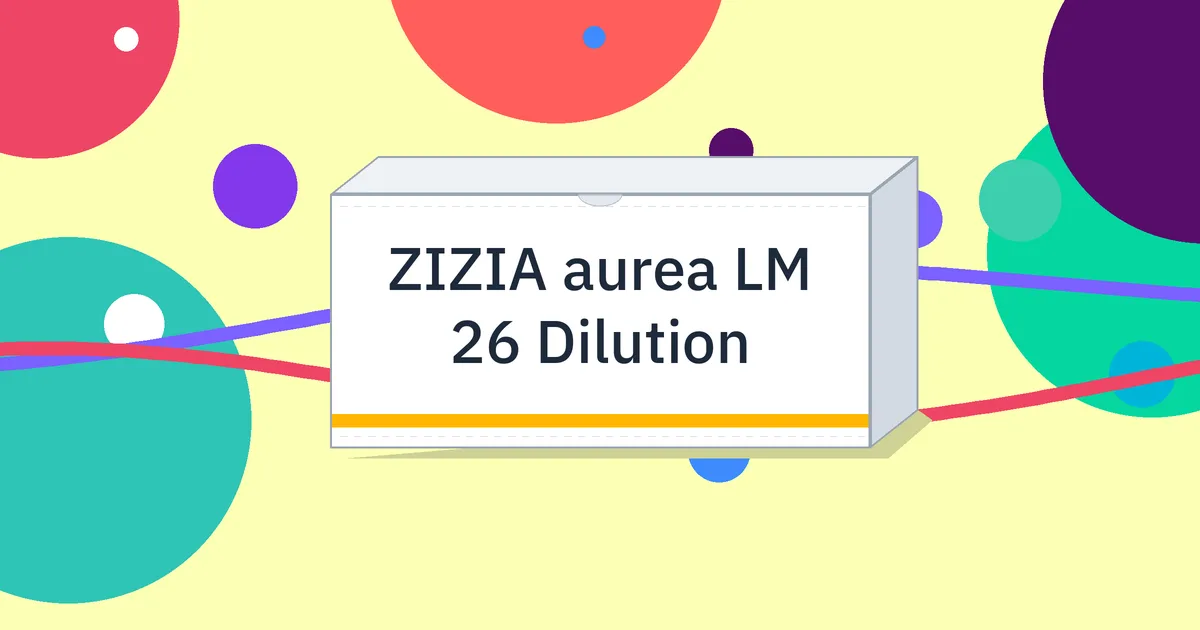 Symbolbild: Packung mit der Aufschrift ZIZIA aurea LM 26 Dilution (PZN 13303920) – Verfügbarkeit und Bezug in Apotheken in Frankfurt am Main