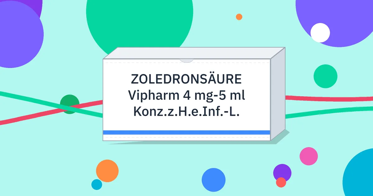 Symbolbild: Packung mit der Aufschrift ZOLEDRONSÄURE Vipharm 4 mg-5 ml Konz.z.H.e.Inf.-L. (PZN 10192532) – Verfügbarkeit und Bezug in Apotheken in Frankfurt am Main