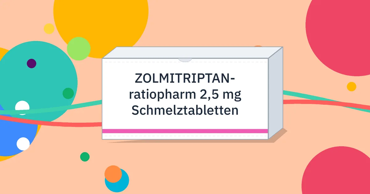 Symbolbild: Packung mit der Aufschrift ZOLMITRIPTAN-ratiopharm 2,5 mg Schmelztabletten (PZN 09087089) – Verfügbarkeit und Bezug in Apotheken in Frankfurt am Main