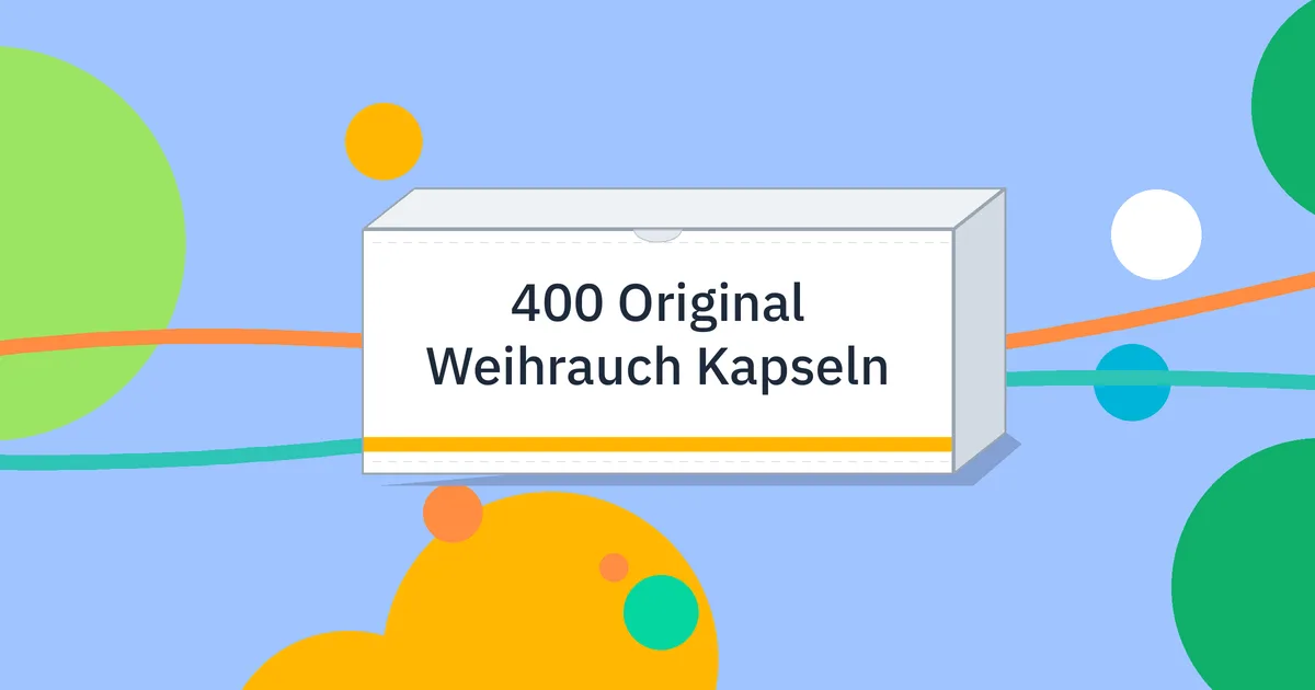 Symbolbild: Packung mit der Aufschrift 400 Original Weihrauch Kapseln (PZN 18458774) – Verfügbarkeit und Bezug in Apotheken in Frankfurt am Main