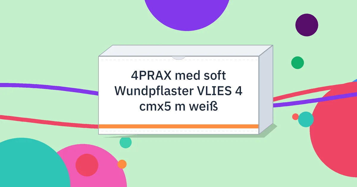 Symbolbild: Packung mit der Aufschrift 4PRAX med soft Wundpflaster VLIES 4 cmx5 m weiß (PZN 20231078) – Verfügbarkeit und Bezug in Apotheken in Frankfurt am Main