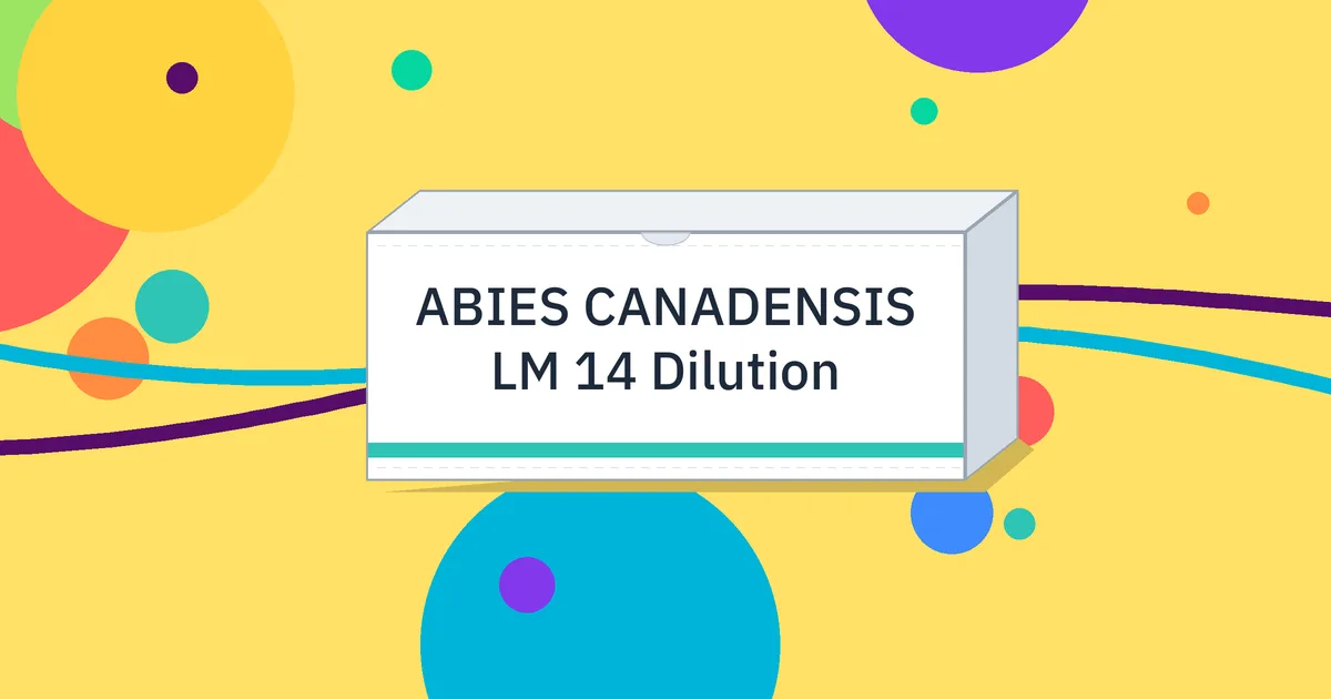 Symbolbild: Packung mit der Aufschrift ABIES CANADENSIS LM 14 Dilution (PZN 13259490) – Verfügbarkeit und Bezug in Apotheken in Frankfurt am Main