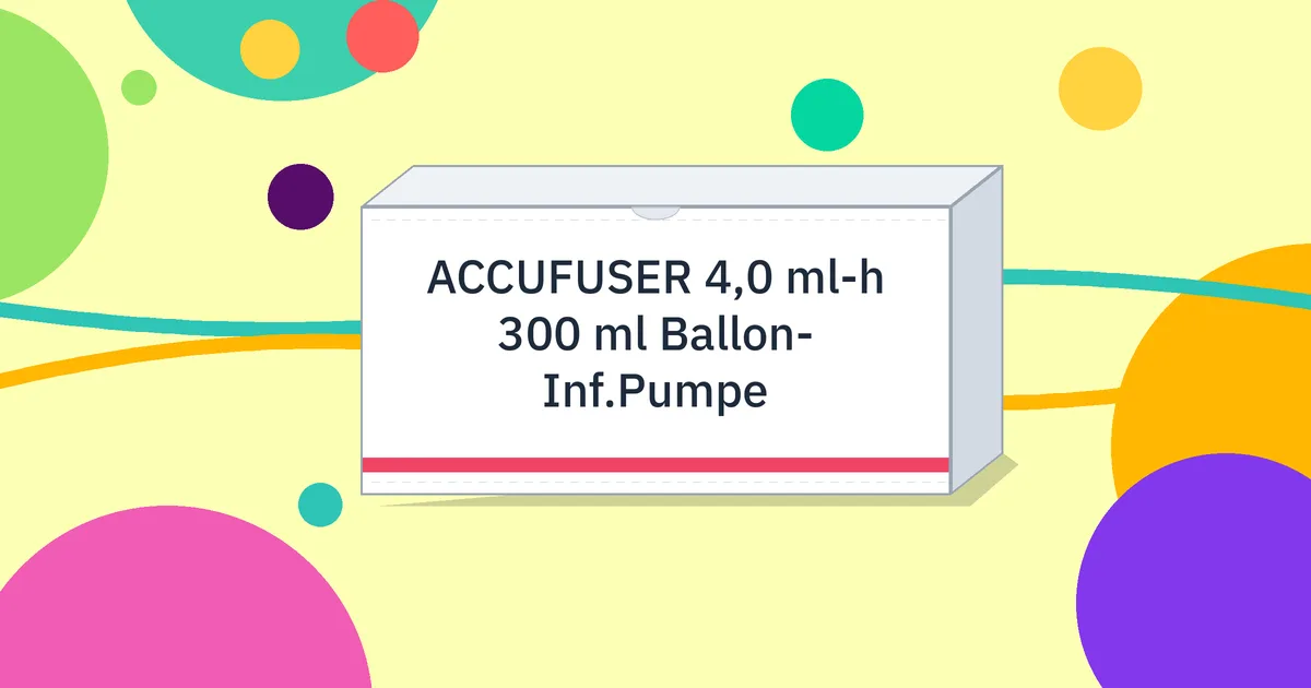 Symbolbild: Packung mit der Aufschrift ACCUFUSER 4,0 ml-h 300 ml Ballon-Inf.Pumpe (PZN 12773368) – Verfügbarkeit und Bezug in Apotheken in Frankfurt am Main