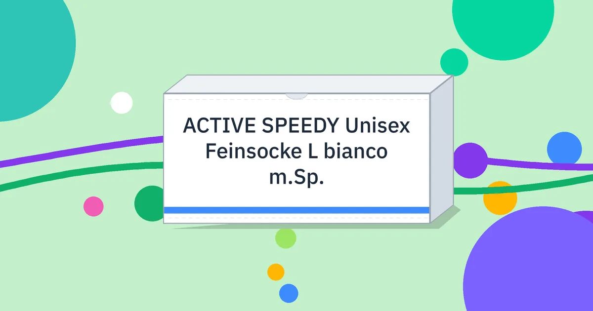 Symbolbild: Packung mit der Aufschrift ACTIVE SPEEDY Unisex Feinsocke L bianco m.Sp. (PZN 16194868) – Verfügbarkeit und Bezug in Apotheken in Frankfurt am Main