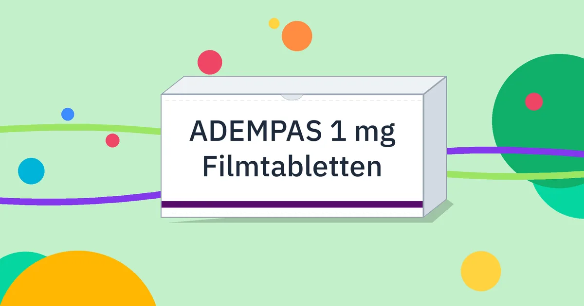 Symbolbild: Packung mit der Aufschrift ADEMPAS 1 mg Filmtabletten (PZN 10002833) – Verfügbarkeit und Bezug in Apotheken in Frankfurt am Main