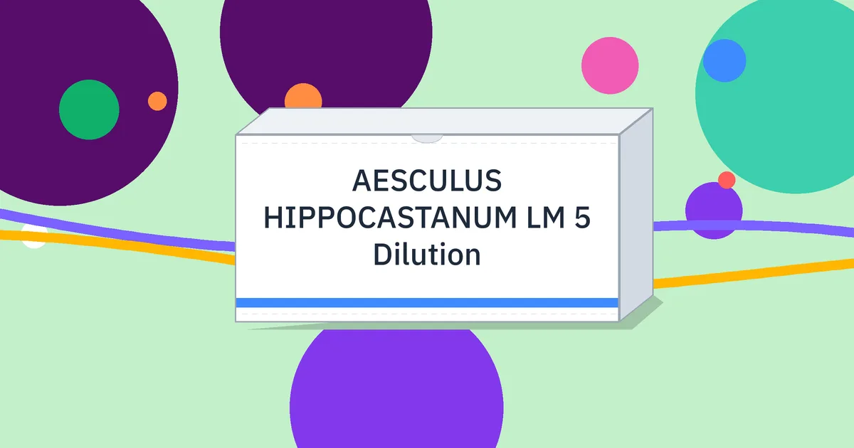 Symbolbild: Packung mit der Aufschrift AESCULUS HIPPOCASTANUM LM 5 Dilution (PZN 12755324) – Verfügbarkeit und Bezug in Apotheken in Frankfurt am Main