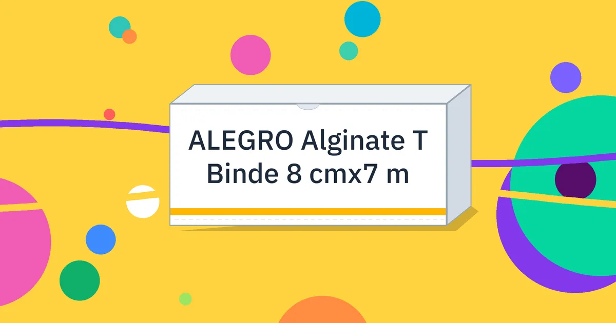Symbolbild: Packung mit der Aufschrift ALEGRO Alginate T Binde 8 cmx7 m (PZN 01907564) – Verfügbarkeit und Bezug in Apotheken in Frankfurt am Main