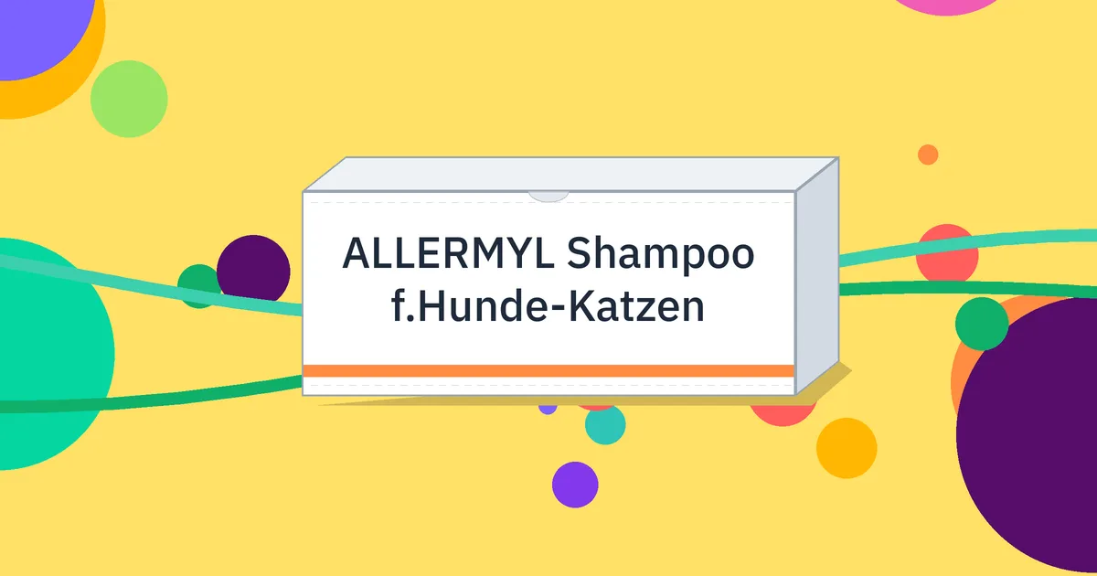 Symbolbild: Packung mit der Aufschrift ALLERMYL Shampoo f.Hunde-Katzen (PZN 19370099) – Verfügbarkeit und Bezug in Apotheken in Frankfurt am Main