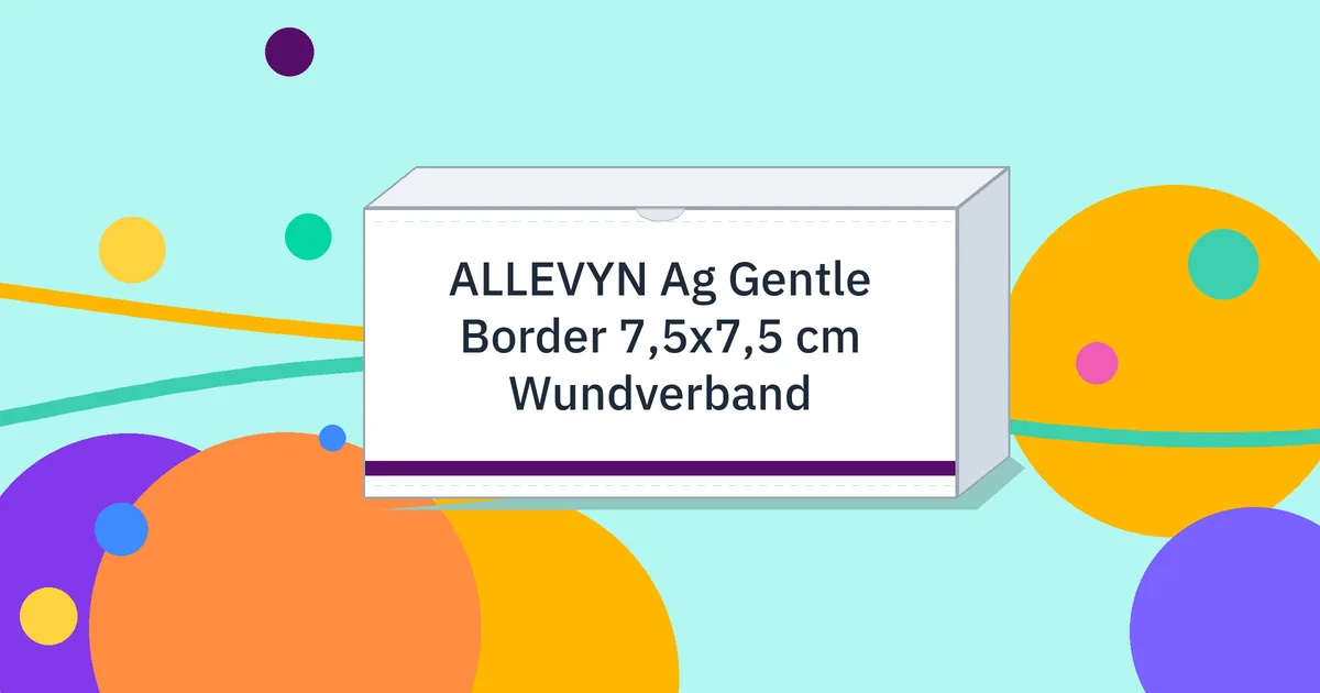 Symbolbild: Packung mit der Aufschrift ALLEVYN Ag Gentle Border 7,5x7,5 cm Wundverband (PZN 19873601) – Verfügbarkeit und Bezug in Apotheken in Frankfurt am Main