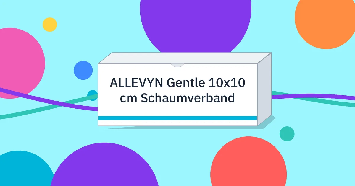 Symbolbild: Packung mit der Aufschrift ALLEVYN Gentle 10x10 cm Schaumverband (PZN 12454137) – Verfügbarkeit und Bezug in Apotheken in Frankfurt am Main