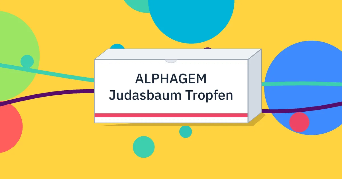 Symbolbild: Packung mit der Aufschrift ALPHAGEM Judasbaum Tropfen (PZN 20297976) – Verfügbarkeit und Bezug in Apotheken in Frankfurt am Main