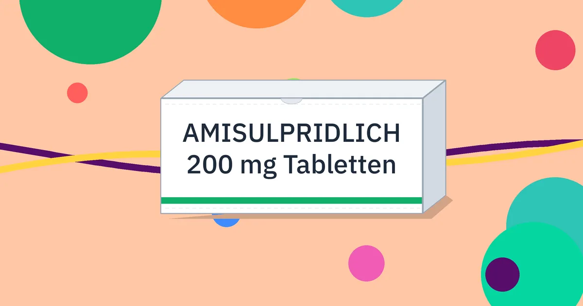 Symbolbild: Packung mit der Aufschrift AMISULPRIDLICH 200 mg Tabletten (PZN 02944159) – Verfügbarkeit und Bezug in Apotheken in Frankfurt am Main