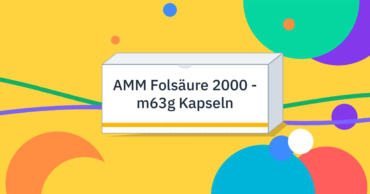 Symbolbild: Packung mit der Aufschrift AMM Folsäure 2000 -m63g Kapseln (PZN 16627540) – Verfügbarkeit und Bezug in Apotheken in Frankfurt am Main