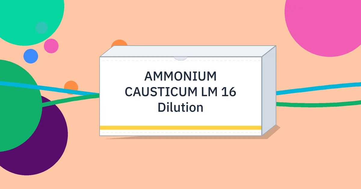 Symbolbild: Packung mit der Aufschrift AMMONIUM CAUSTICUM LM 16 Dilution (PZN 13320924) – Verfügbarkeit und Bezug in Apotheken in Frankfurt am Main