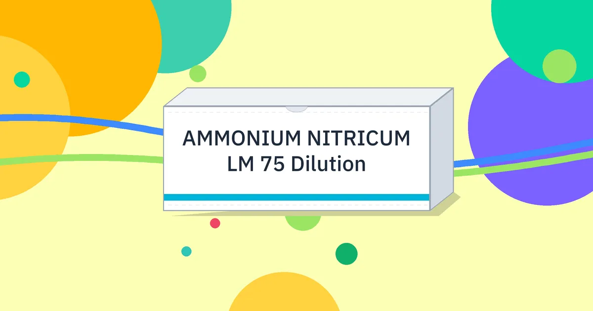 Symbolbild: Packung mit der Aufschrift AMMONIUM NITRICUM LM 75 Dilution (PZN 13322082) – Verfügbarkeit und Bezug in Apotheken in Frankfurt am Main