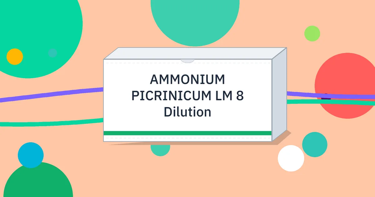 Symbolbild: Packung mit der Aufschrift AMMONIUM PICRINICUM LM 8 Dilution (PZN 13322691) – Verfügbarkeit und Bezug in Apotheken in Frankfurt am Main
