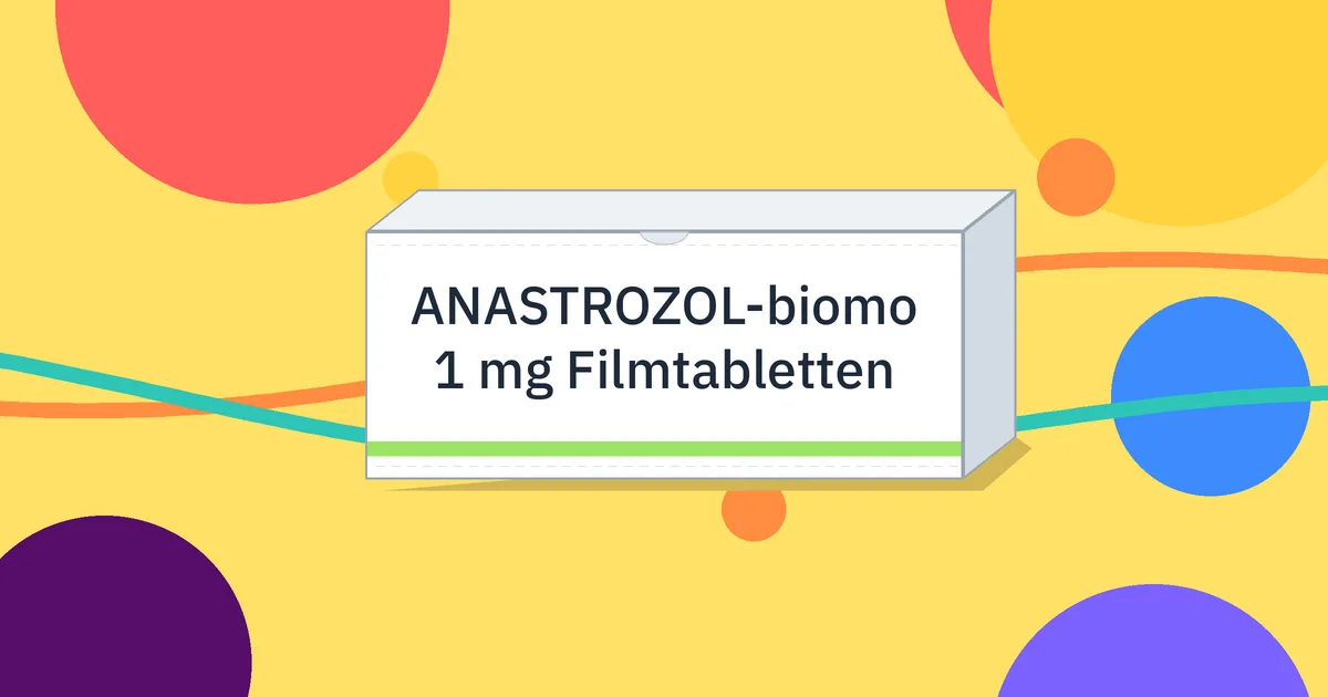 Symbolbild: Packung mit der Aufschrift ANASTROZOL-biomo 1 mg Filmtabletten (PZN 08401141) – Verfügbarkeit und Bezug in Apotheken in Frankfurt am Main