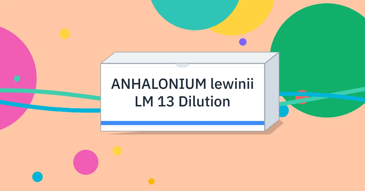 Symbolbild: Packung mit der Aufschrift ANHALONIUM lewinii LM 13 Dilution (PZN 13368919) – Verfügbarkeit und Bezug in Apotheken in Frankfurt am Main