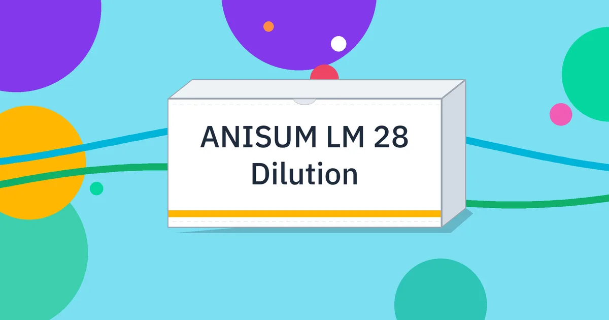 Symbolbild: Packung mit der Aufschrift ANISUM LM 28 Dilution (PZN 12763080) – Verfügbarkeit und Bezug in Apotheken in Frankfurt am Main