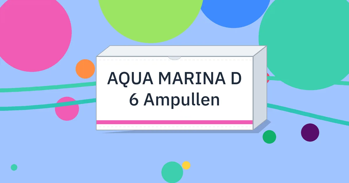 Symbolbild: Packung mit der Aufschrift AQUA MARINA D 6 Ampullen (PZN 00526110) – Verfügbarkeit und Bezug in Apotheken in Frankfurt am Main