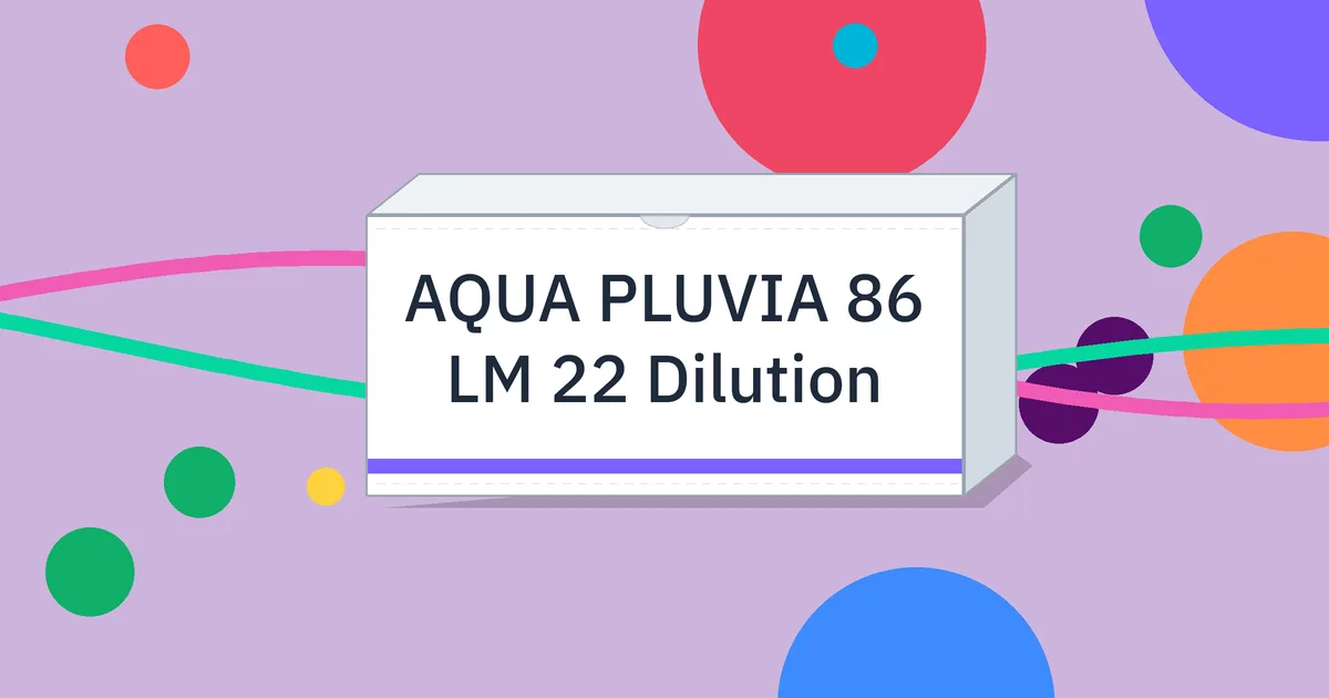 Symbolbild: Packung mit der Aufschrift AQUA PLUVIA 86 LM 22 Dilution (PZN 12766546) – Verfügbarkeit und Bezug in Apotheken in Frankfurt am Main