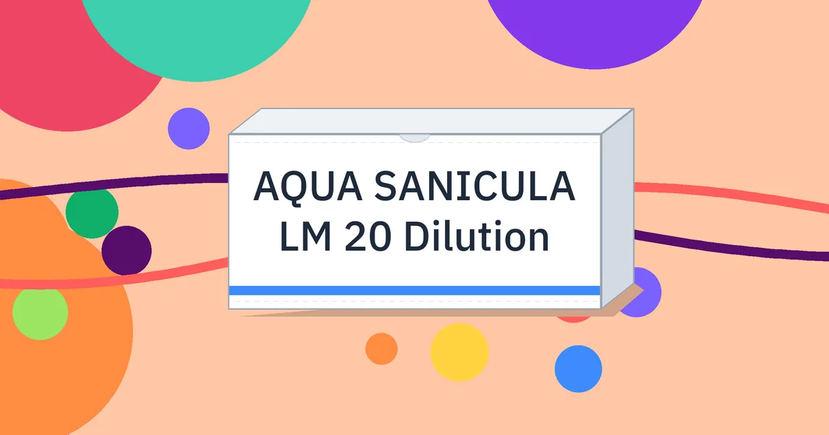 Symbolbild: Packung mit der Aufschrift AQUA SANICULA LM 20 Dilution (PZN 13382121) – Verfügbarkeit und Bezug in Apotheken in Frankfurt am Main