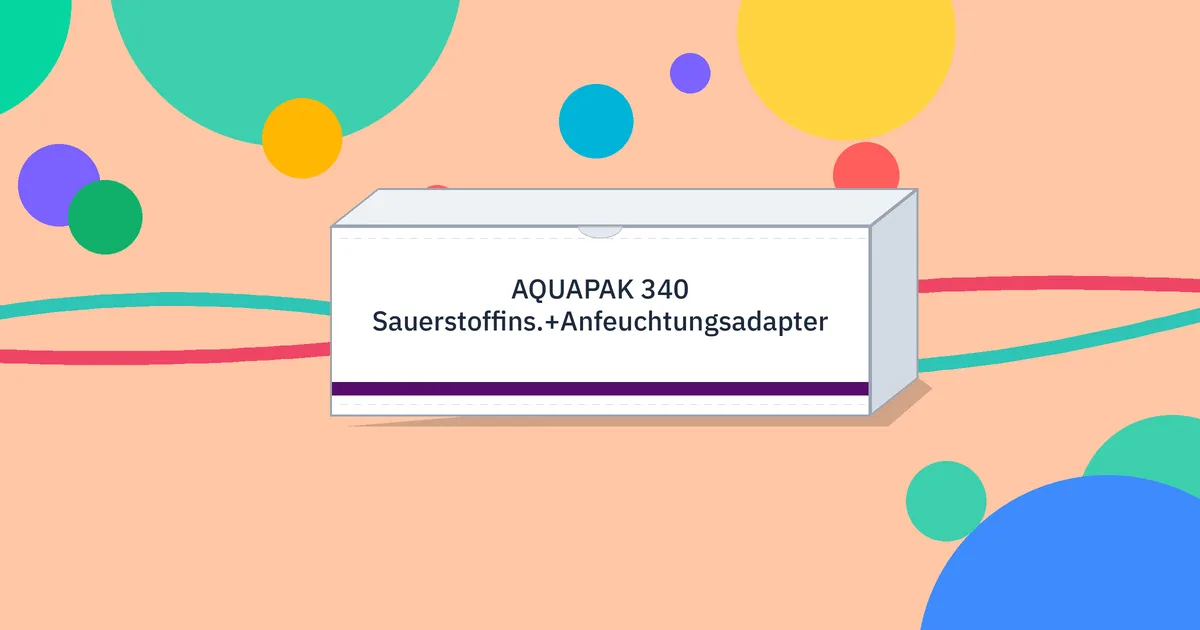 Symbolbild: Packung mit der Aufschrift AQUAPAK 340 Sauerstoffins.+Anfeuchtungsadapter (PZN 03552757) – Verfügbarkeit und Bezug in Apotheken in Frankfurt am Main