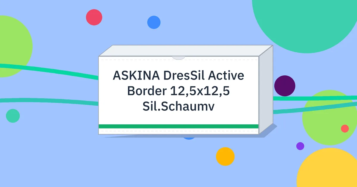 Symbolbild: Packung mit der Aufschrift ASKINA DresSil Active Border 12,5x12,5 Sil.Schaumv (PZN 20548651) – Verfügbarkeit und Bezug in Apotheken in Frankfurt am Main