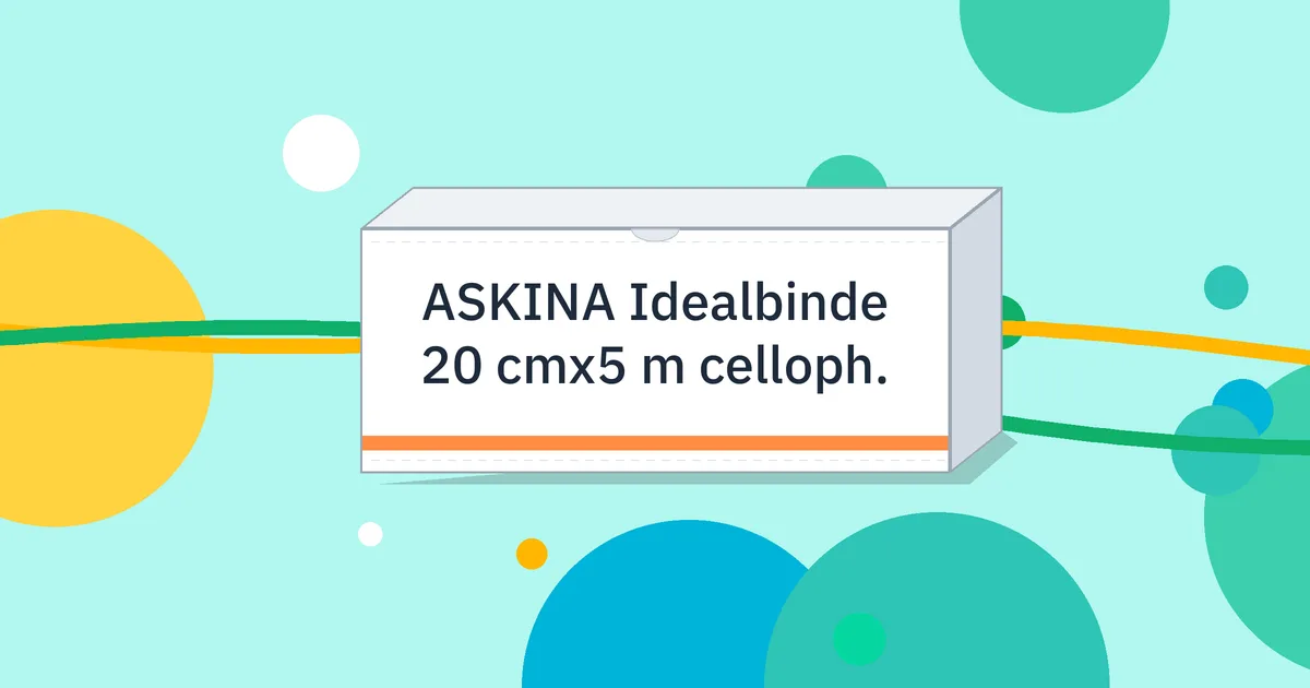 Symbolbild: Packung mit der Aufschrift ASKINA Idealbinde 20 cmx5 m celloph. (PZN 15734819) – Verfügbarkeit und Bezug in Apotheken in Frankfurt am Main