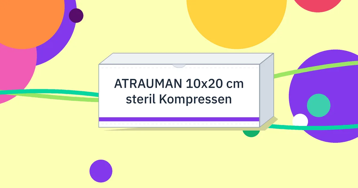 Symbolbild: Packung mit der Aufschrift ATRAUMAN 10x20 cm steril Kompressen (PZN 19067981) – Verfügbarkeit und Bezug in Apotheken in Frankfurt am Main