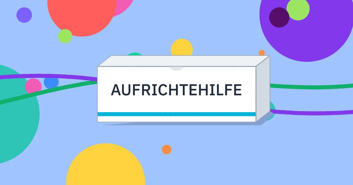 Symbolbild: Packung mit der Aufschrift AUFRICHTEHILFE (PZN 03961705) – Verfügbarkeit und Bezug in Apotheken in Frankfurt am Main
