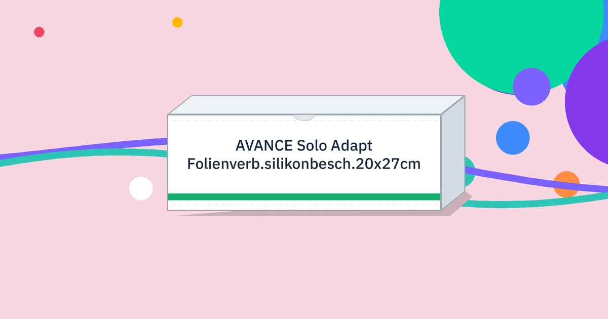 Symbolbild: Packung mit der Aufschrift AVANCE Solo Adapt Folienverb.silikonbesch.20x27cm (PZN 16821845) – Verfügbarkeit und Bezug in Apotheken in Frankfurt am Main