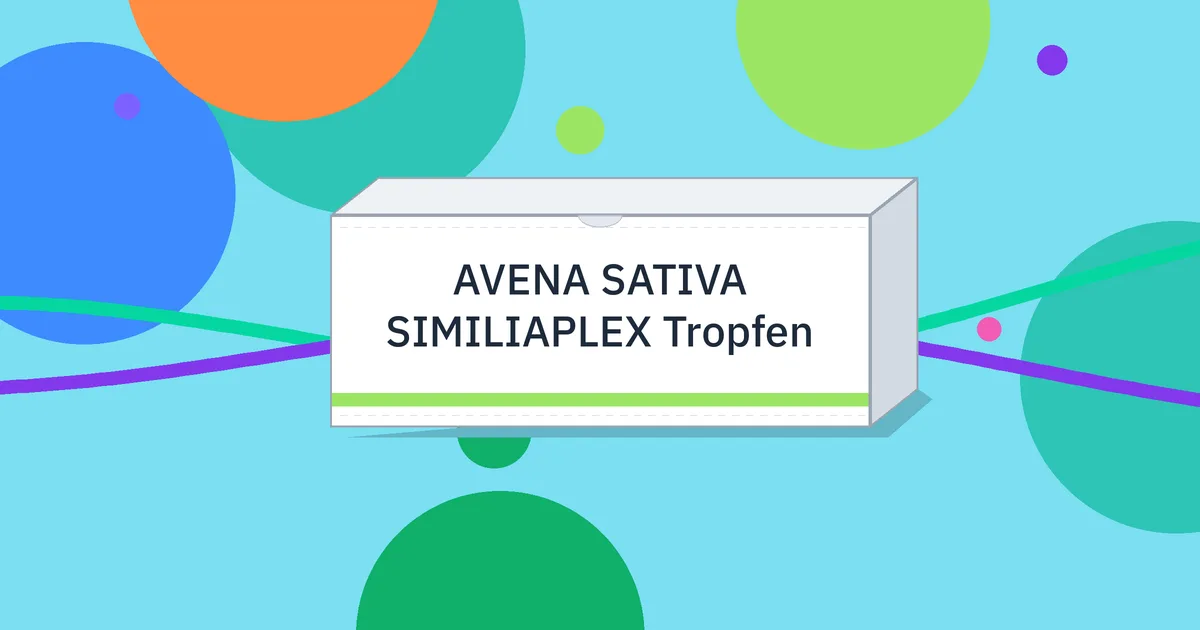 Symbolbild: Packung mit der Aufschrift AVENA SATIVA SIMILIAPLEX Tropfen (PZN 01350653) – Verfügbarkeit und Bezug in Apotheken in Frankfurt am Main