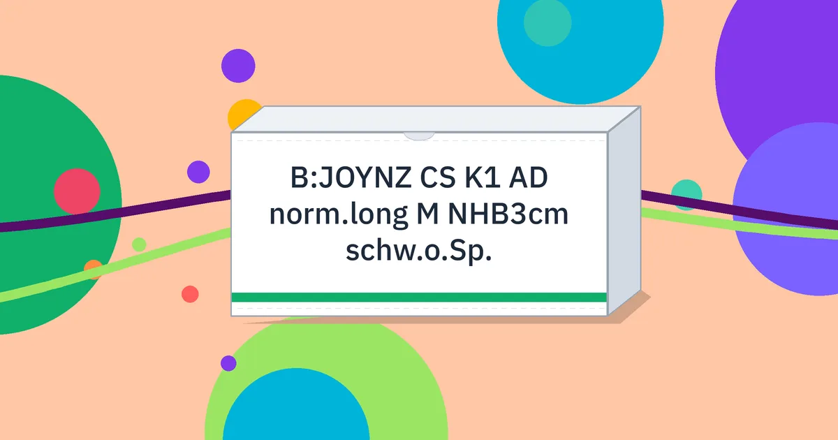 Symbolbild: Packung mit der Aufschrift B:JOYNZ CS K1 AD norm.long M NHB3cm schw.o.Sp. (PZN 20529582) – Verfügbarkeit und Bezug in Apotheken in Frankfurt am Main