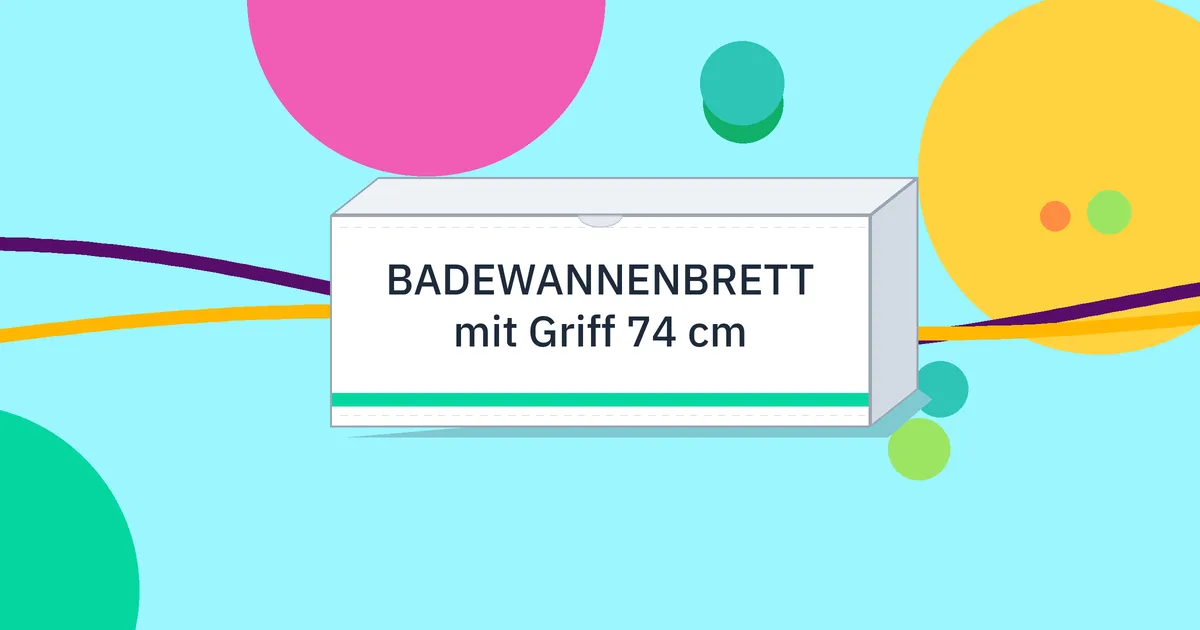 Symbolbild: Packung mit der Aufschrift BADEWANNENBRETT mit Griff 74 cm (PZN 01780052) – Verfügbarkeit und Bezug in Apotheken in Frankfurt am Main