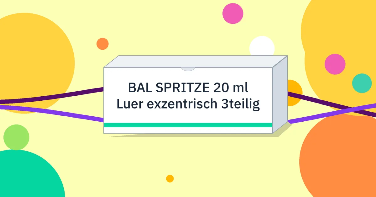 Symbolbild: Packung mit der Aufschrift BAL SPRITZE 20 ml Luer exzentrisch 3teilig (PZN 19124101) – Verfügbarkeit und Bezug in Apotheken in Frankfurt am Main