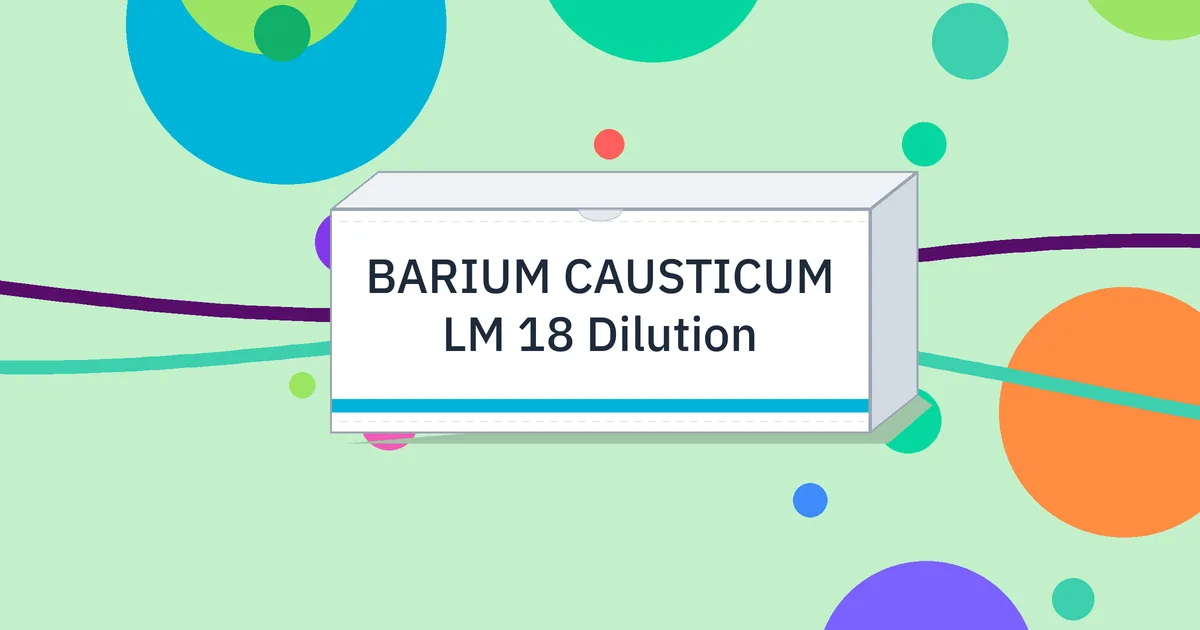 Symbolbild: Packung mit der Aufschrift BARIUM CAUSTICUM LM 18 Dilution (PZN 13376712) – Verfügbarkeit und Bezug in Apotheken in Frankfurt am Main