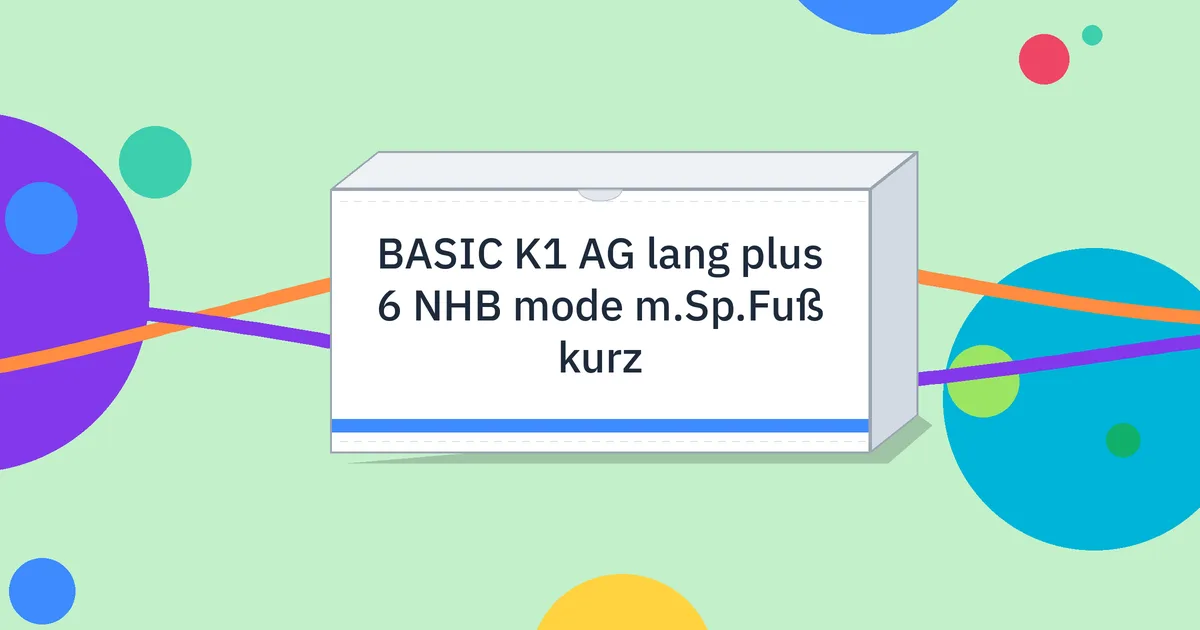 Symbolbild: Packung mit der Aufschrift BASIC K1 AG lang plus 6 NHB mode m.Sp.Fuß kurz (PZN 20262009) – Verfügbarkeit und Bezug in Apotheken in Frankfurt am Main