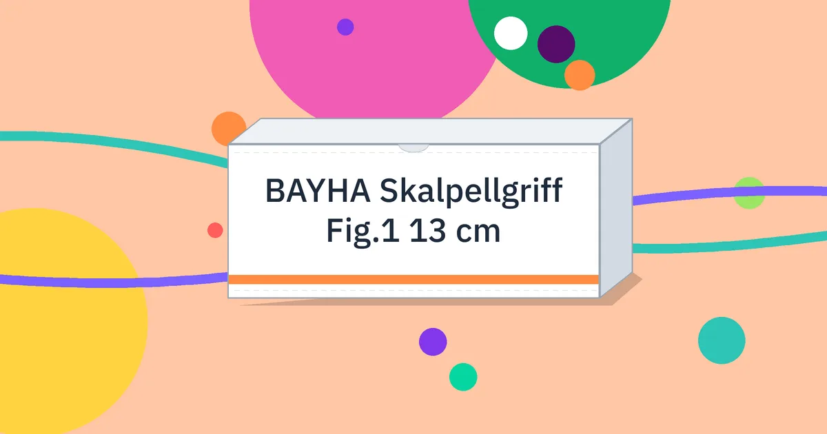 Symbolbild: Packung mit der Aufschrift BAYHA Skalpellgriff Fig.1 13 cm (PZN 08799221) – Verfügbarkeit und Bezug in Apotheken in Frankfurt am Main