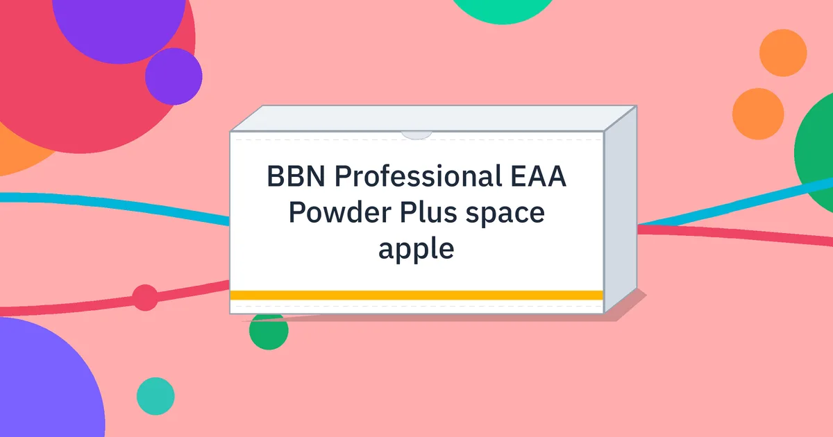 Symbolbild: Packung mit der Aufschrift BBN Professional EAA Powder Plus space apple (PZN 18029091) – Verfügbarkeit und Bezug in Apotheken in Frankfurt am Main