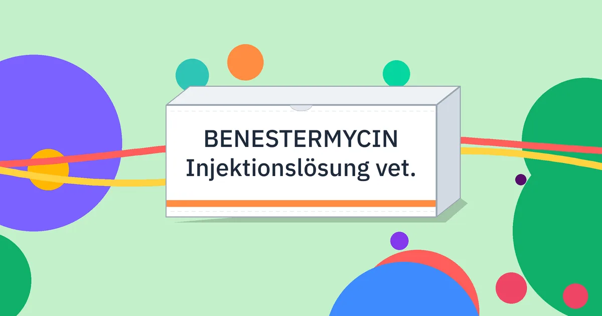 Symbolbild: Packung mit der Aufschrift BENESTERMYCIN Injektionslösung vet. (PZN 02249181) – Verfügbarkeit und Bezug in Apotheken in Frankfurt am Main