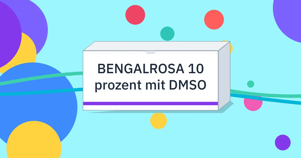 Symbolbild: Packung mit der Aufschrift BENGALROSA 10 prozent mit DMSO (PZN 19363113) – Verfügbarkeit und Bezug in Apotheken in Frankfurt am Main
